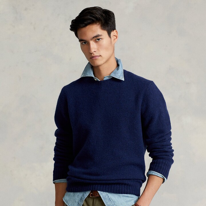 Ralph Lauren Suede-Patch Wool-Cashmere Sweater - ShopStyle
