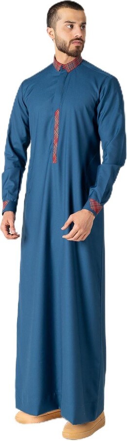alqamees Mens Thobe Exclusive Long Sleeve Kaftan Traditional Islamic ...