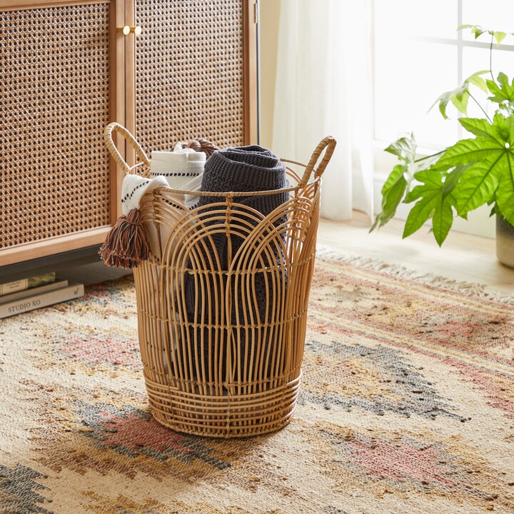 Dunelm Plastic Natural Tall Rattan Basket Brown - ShopStyle