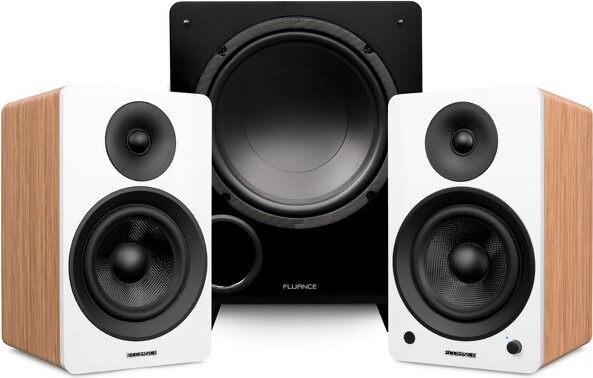 Fluance Ai61 Powered 6.5" Bookshelf Speakers (Bamboo), DB10 10" Powered ...