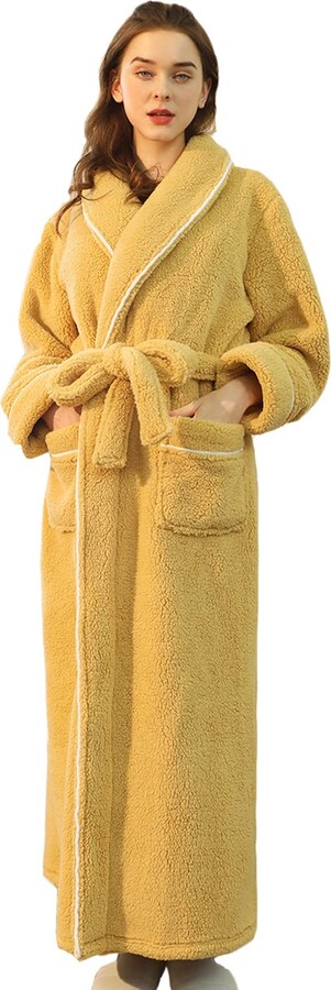 LOCIIXAT Women's Long Fluffy Dressing Gowns Winter Cosy Robes Soft Warm ...