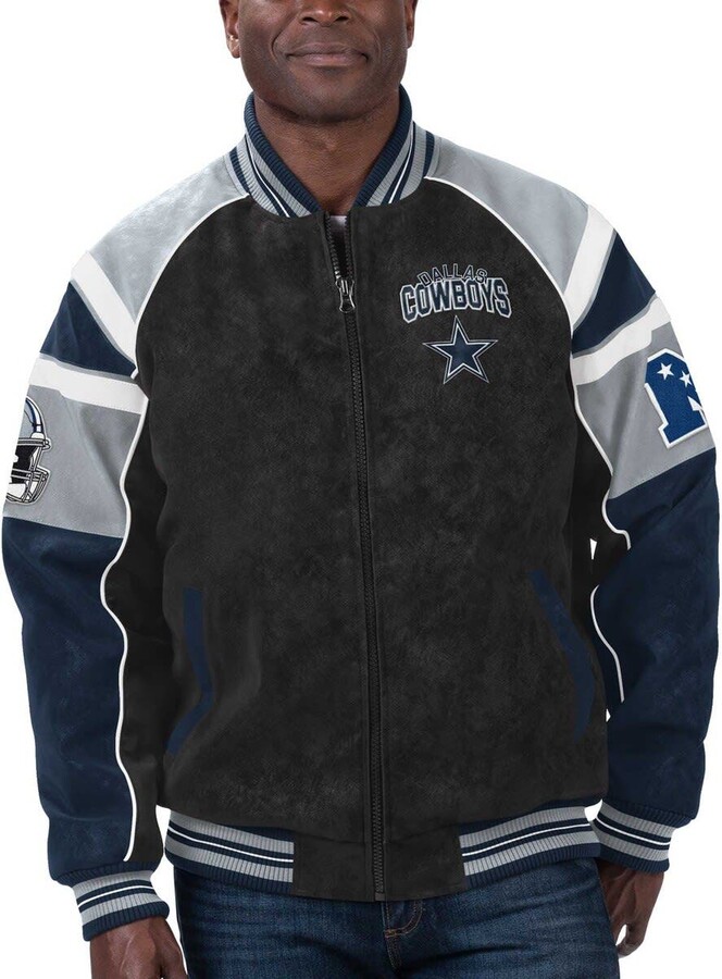 Men's G-III Sports by Carl Banks Black Dallas Cowboys Faux Suede Raglan ...