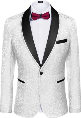 COOFANDY Men's Floral Tuxedo Suit Jacket Slim Fit Dinner Jacket Party ...