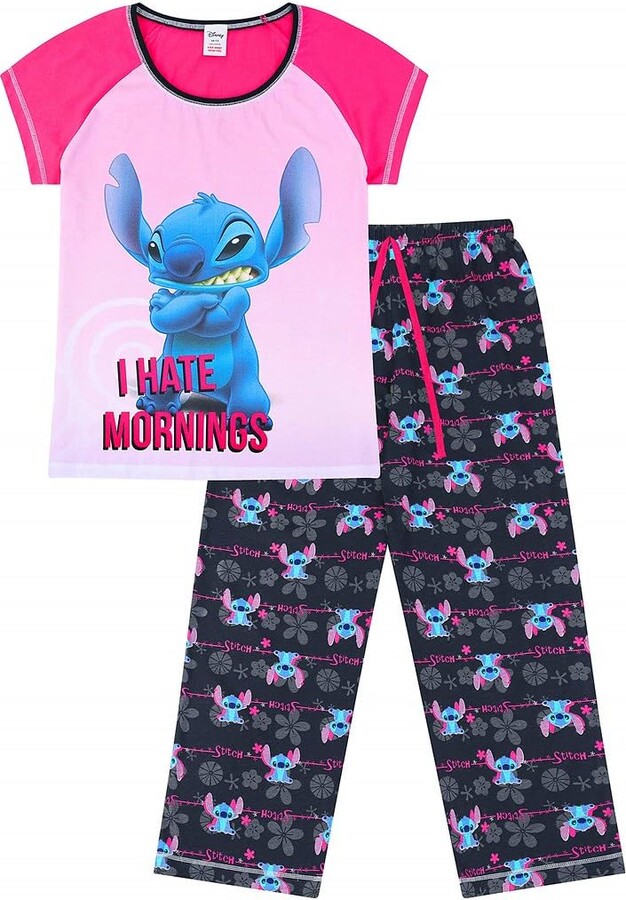 ThePyjamaFactory Ladies Disney Lilo and Stitch I Hate Mornings Long ...