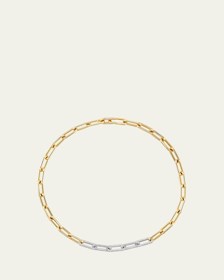 Uniform Object 18K Yellow Gold and Platinum Heavy Metal Diamond Chain ...