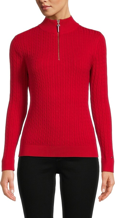 Tommy Hilfiger Ribbed Quarter Zip Sweater - ShopStyle