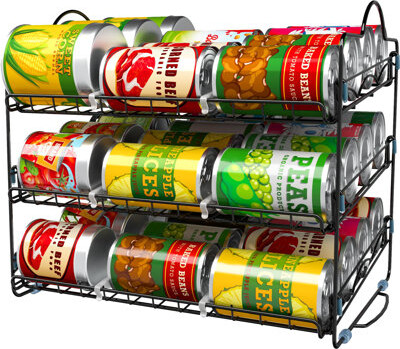Prep & Savour Stackable 3-Tier Can Organizer, Adjustable Mild Steel ...