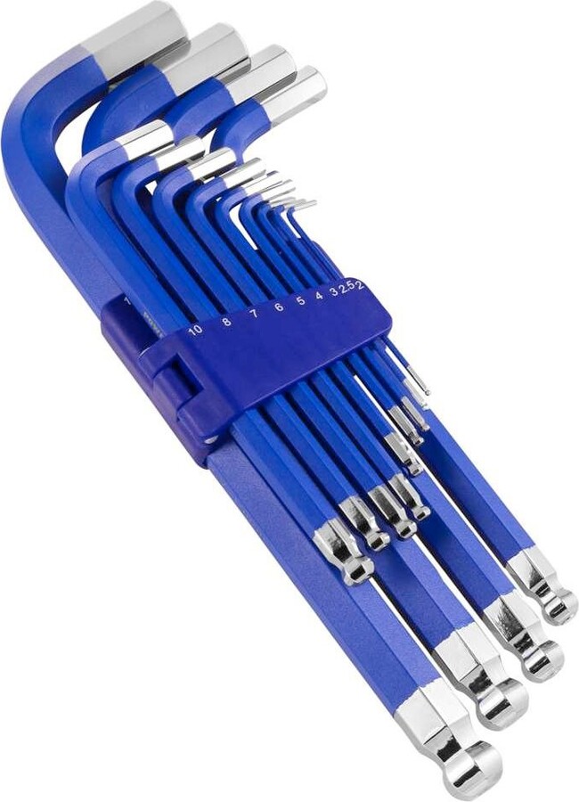 Powerbuilt 13 Piece Metric Long Arm Magnetic Hex Key Wrench Set Blue ...
