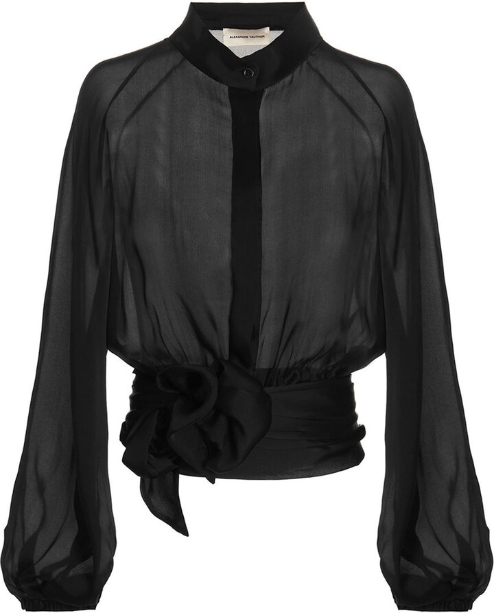 Alexandre Vauthier Silk crossover blouse - ShopStyle Tops