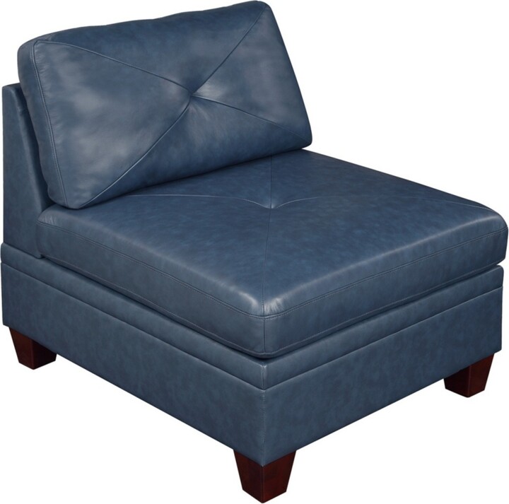 Simplie Fun Contemporary Genuine Leather 1 Piece Armless Chair Ink Blue ...