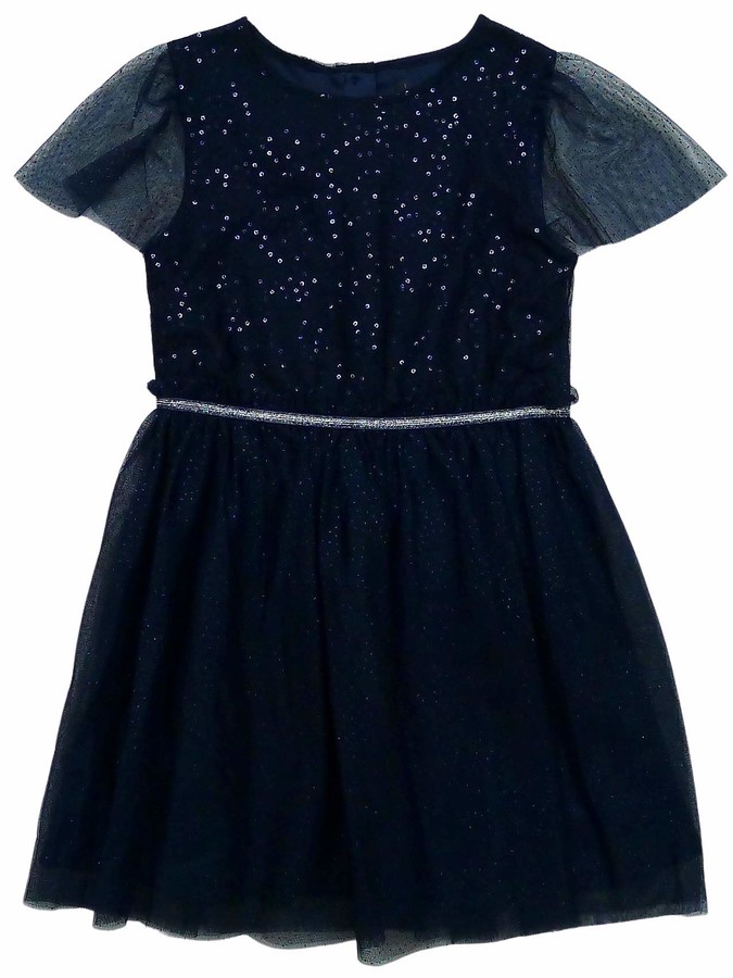 Get Wivvit Girls Midnight Blue Glitter Chiffon Sequin Lace Party Dress ...