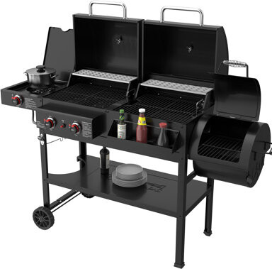 Royal Gourmet 2-Burner Gas and Charcoal Combo Grill with Offset Smoker ...