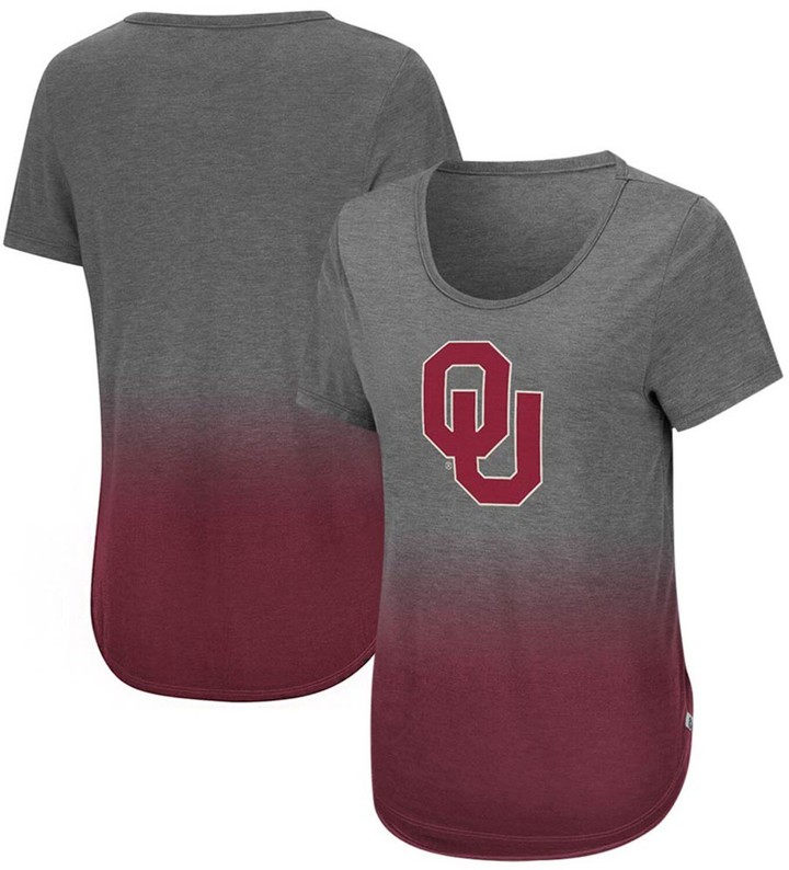 Colosseum Women's Gray Oklahoma Sooners Know Ya Boo Dip-Dye Ombre T ...