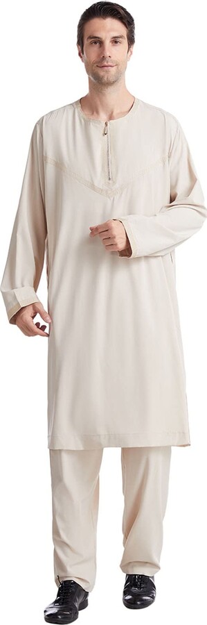 MODSGUE Kaftan Men's Muslim Prayer Clothing Islamic Islamic Robe Retro ...