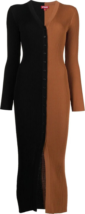 STAUD two-tone V-neck dress - ShopStyle