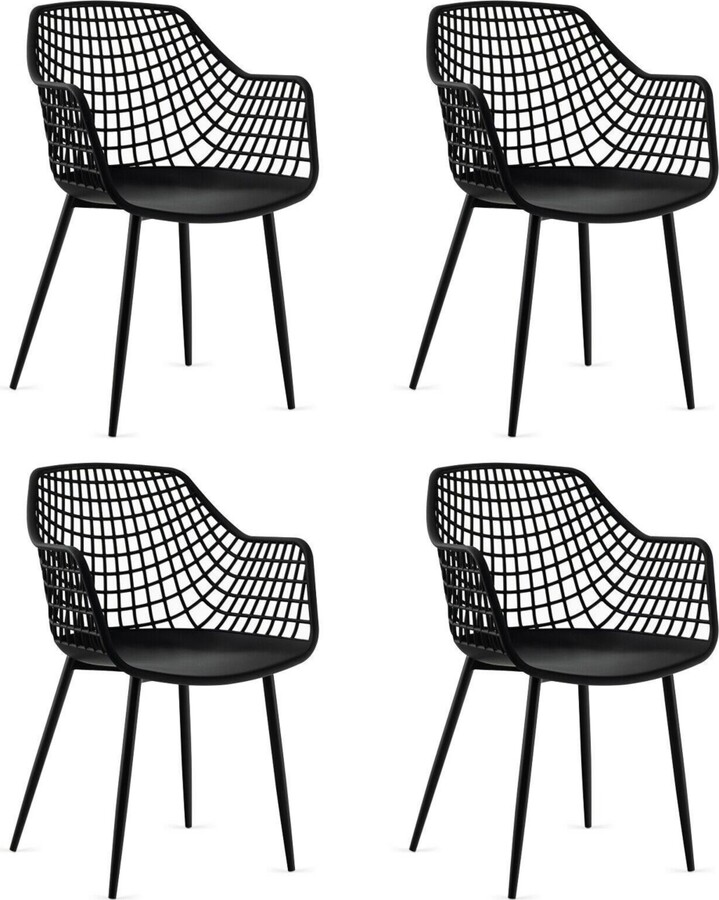 Sugift Set of 4 Heavy Duty Modern Dining Chair with Airy Hollow ...