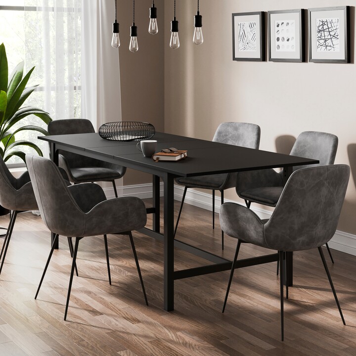 Dunelm Fulton 6 Seater Rectangular Extendable Dining Table Black ...