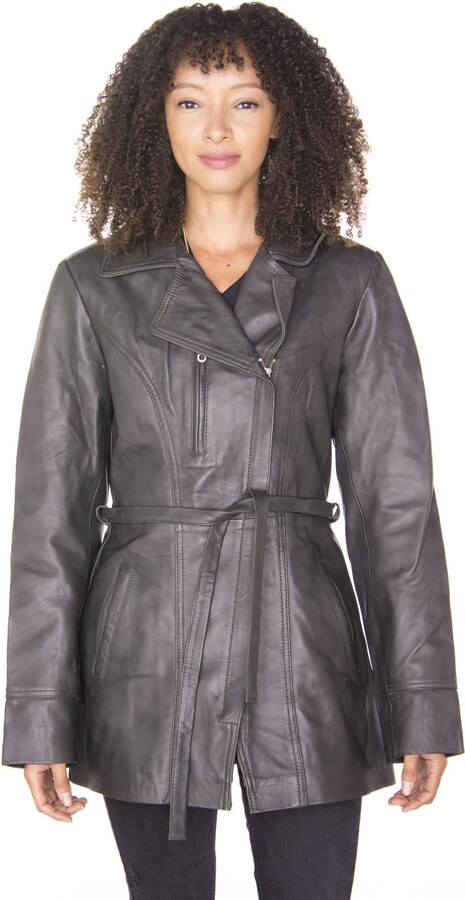 Infinity Leather Leather Long Biker Jacket-Muscat - Brown - ShopStyle