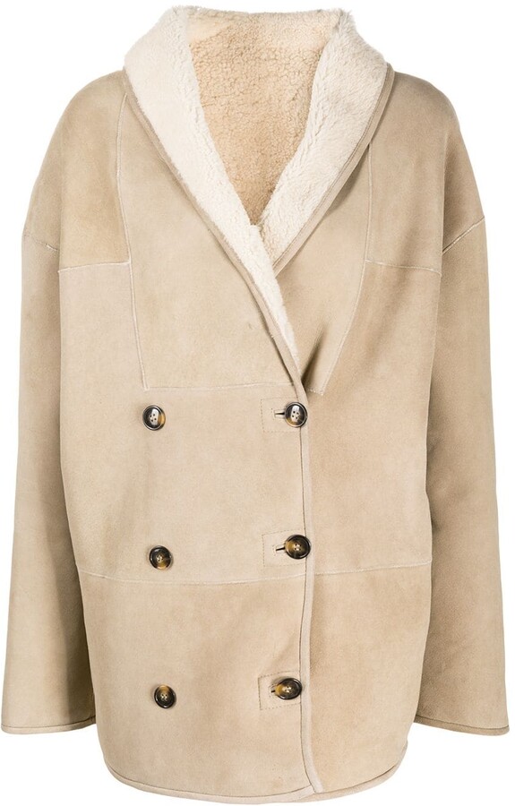 LOULOU STUDIO Oversize Shearling Double-Breasted Jacket - ShopStyle