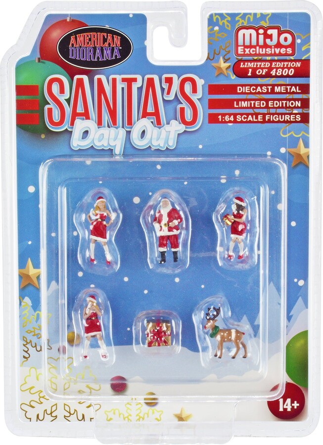 "Santa's Day Out" 6 piece Diecast Set (1 Man 2 Women 1 Reindeer 1 ...