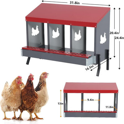 Tucker Murphy Pet Chicken Nesting Box 3 Holes for Laying Eggs, Roll Out ...