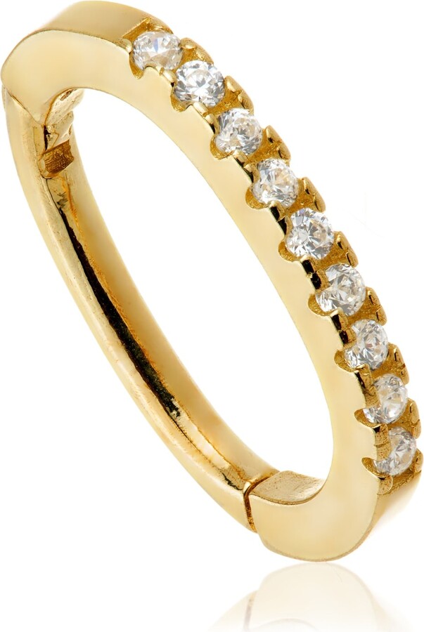 Tish Lyon Radha Solid Gold Pave Oval Rook Hoop Earring - Gold - ShopStyle