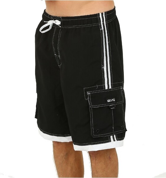 Uzzi Amphibious Gear Men's Relaxed Fit Cargo Pocket Board Short | Black ...