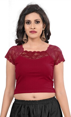 Generic Indian Ethnic Design Stretchable Cotton Lycra Maroon Tops ...