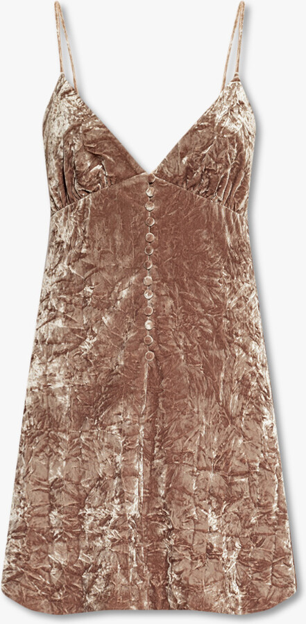 Saint Laurent Velour Dress - Gold - ShopStyle
