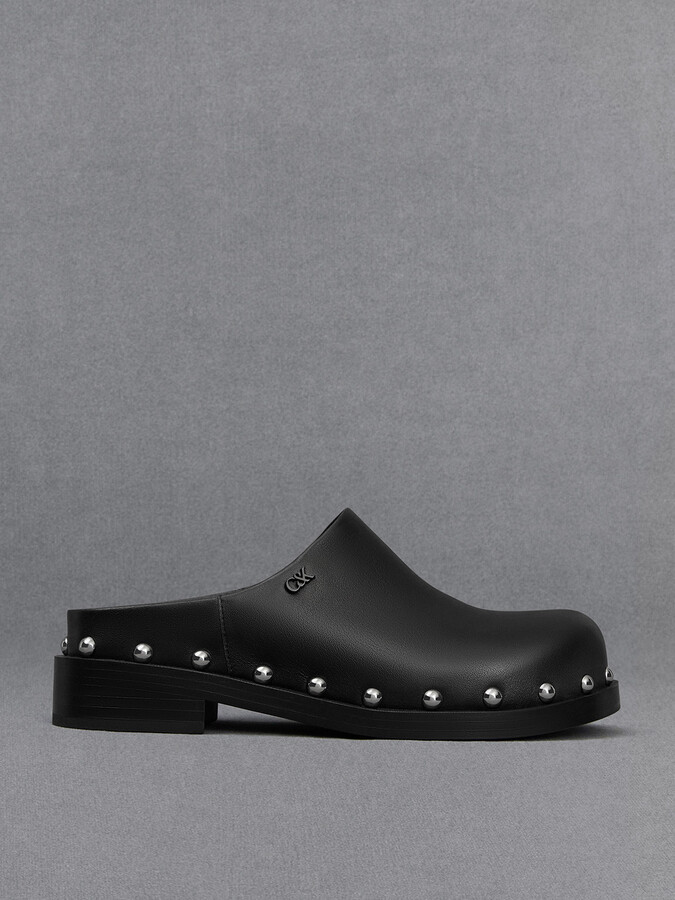 Charles & Keith Leather Studded Clogs - ShopStyle