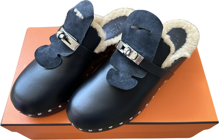 Hermes Carlotta leather mules & clogs - ShopStyle