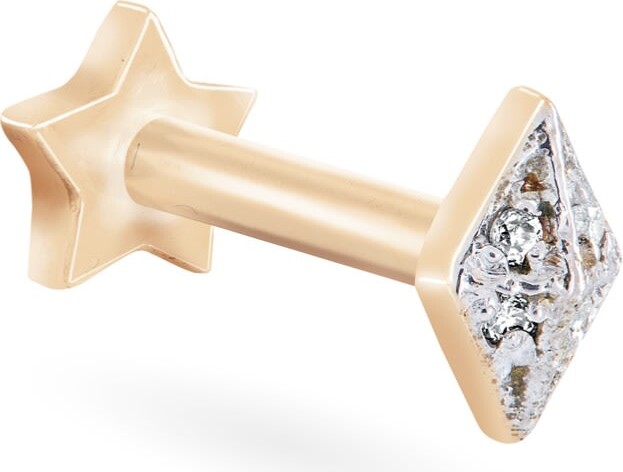 Wolf and Zephyr Women's Yellow Gold Diamond Pyramid Threaded Single ...