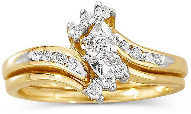 JCPenney MODERN BRIDE 1/4 CT. T.W. Diamond 10K White or Yellow Gold ...