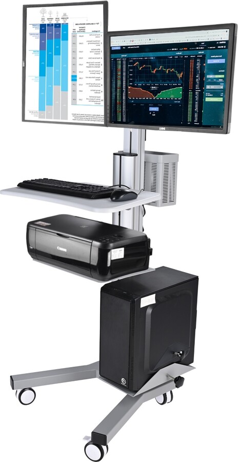 Yescom Desktop Pc Mobile Cart for Dual Monitor Wheel Printer Computer ...