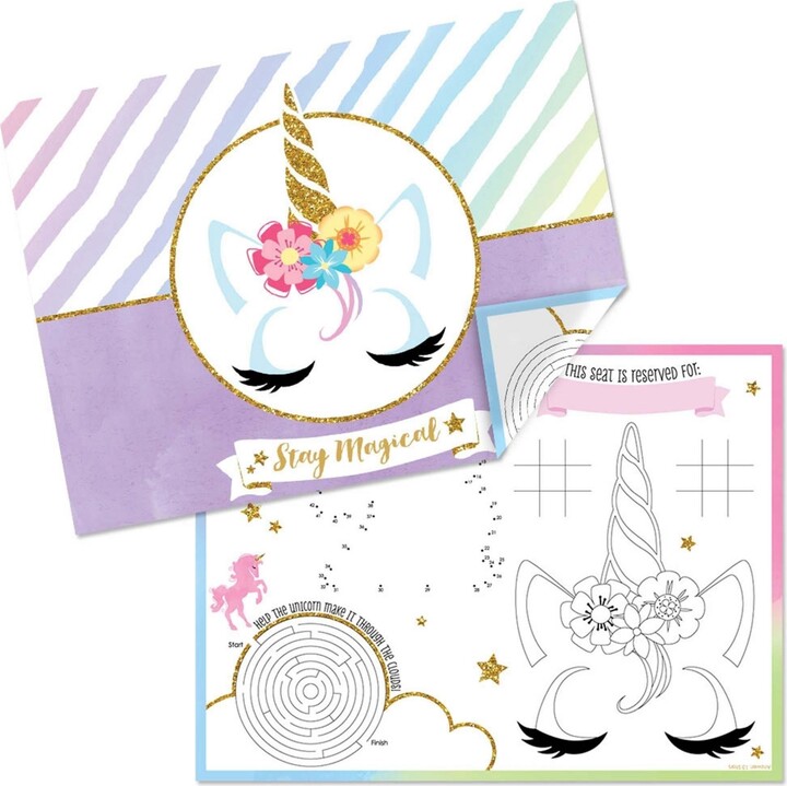Big Dot Of Happiness Rainbow Unicorn - Paper Magical Coloring Sheets ...