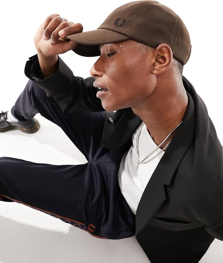 Fred Perry logo cord cap in brown - ShopStyle Hats