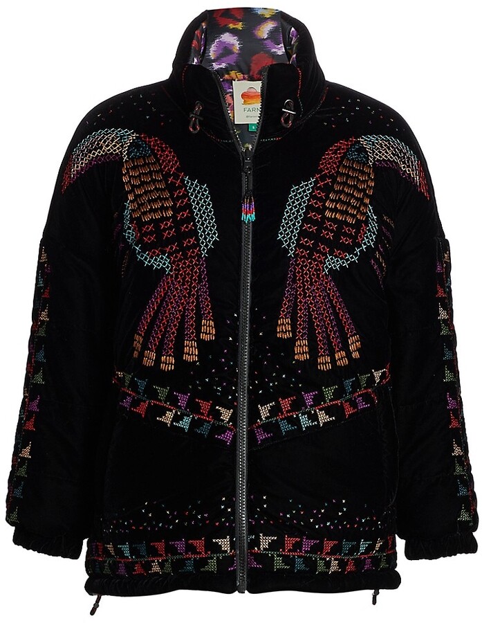 Farm Rio Embroidered Reversible Puffer - ShopStyle