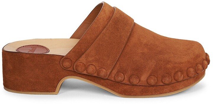 Chloé Joy Wood & Suede Clogs - ShopStyle