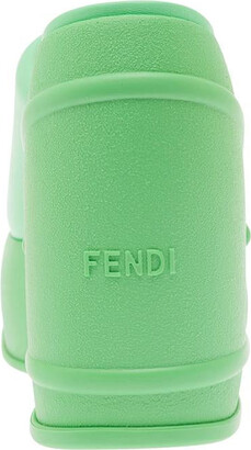 Fendi Green Platform Slides with Embossed Oversized FF Pattern in ...