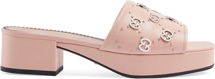 Gucci Interlocking G block-heel slides - ShopStyle