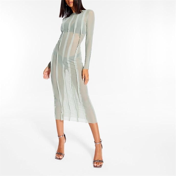 Missguided Seam Detail Sheer Mesh Midaxi Dress - ShopStyle