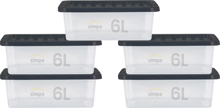 simpa 6L Stackable Compact Plastic Storage Boxes - Set of 5 - ShopStyle