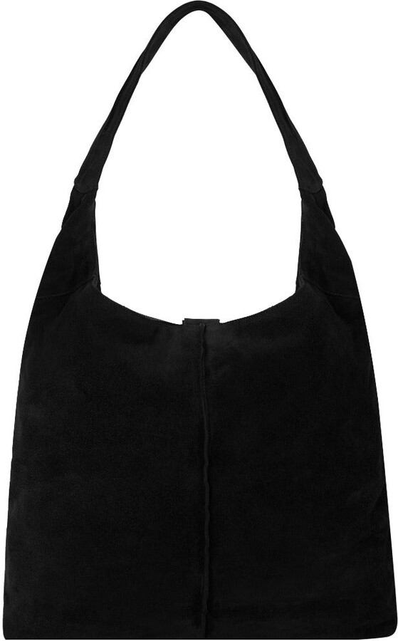 Brix+Bailey Black Suede Leather Hobo Shoulder Bag - ShopStyle