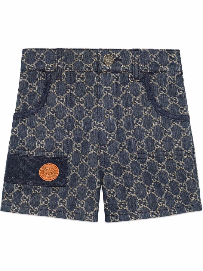 Gucci Children GG-macramé denim shorts - ShopStyle