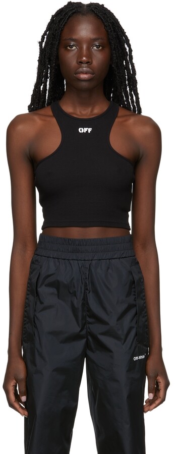 Off-White Black Stamp Logo Basic Rowing Ribbed Tank Top - ShopStyle