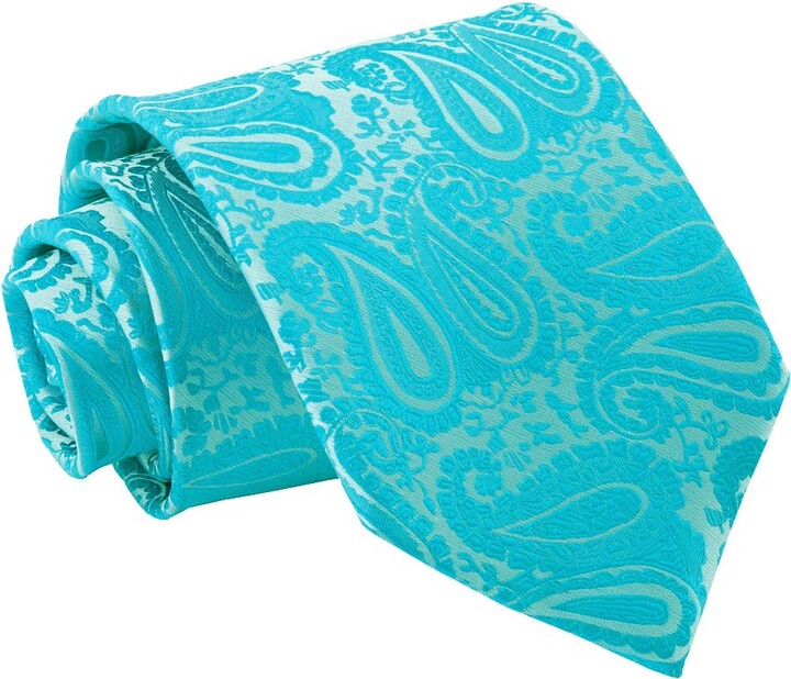 DQT Men Green Solid Plain Stripe Floral Paisley Polka Dot Tartan Neck ...