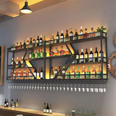 LY Retro Metalworks Diamond Shape Metal Wall Mounted Wine Rack Wall ...