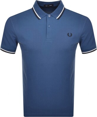 Fred Perry Blue Colour Block Panel Polo - ShopStyle