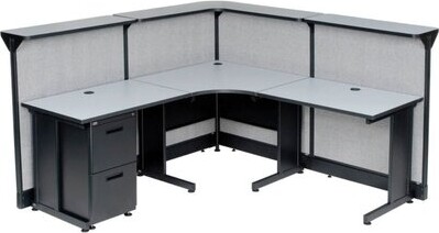 Interion L-Shaped Reception Station With Raceway, 80"W X 80"D X 46"H ...