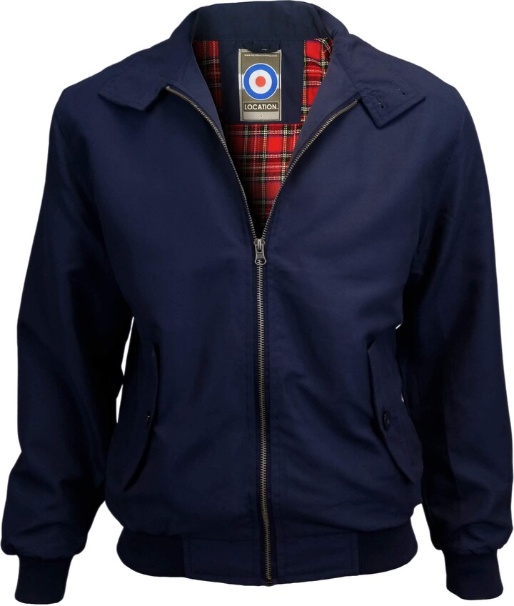 Location Tartan Lining Harrington Jacket (Navy Blue - ShopStyle